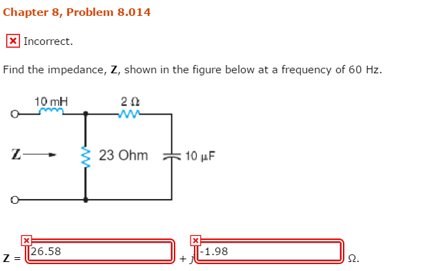 Solved: Find The Impedance, Z, Shown In The Figure Below A... | Chegg.com