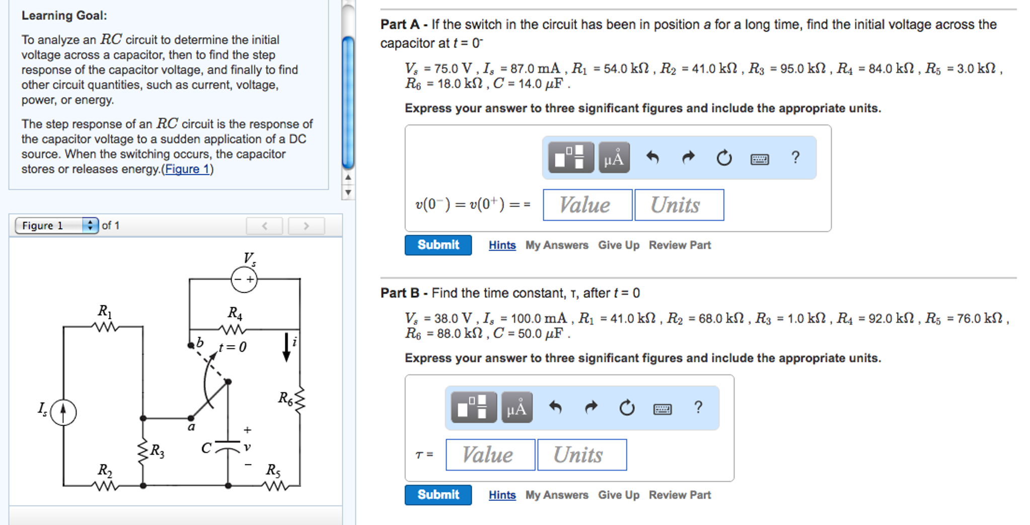 Solved Learning Goal: Part A - If the switch in the circuit | Chegg.com