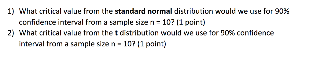 Solved 1) What critical value from the standard normal | Chegg.com