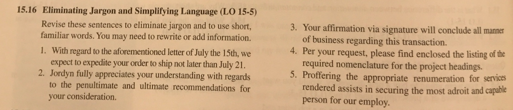 15.16 Eliminating Jargon and Simplifying Language. | Chegg.com