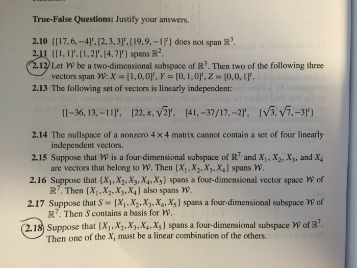 Solved Let W be a two-dimensional subspace of R^3. Then two | Chegg.com