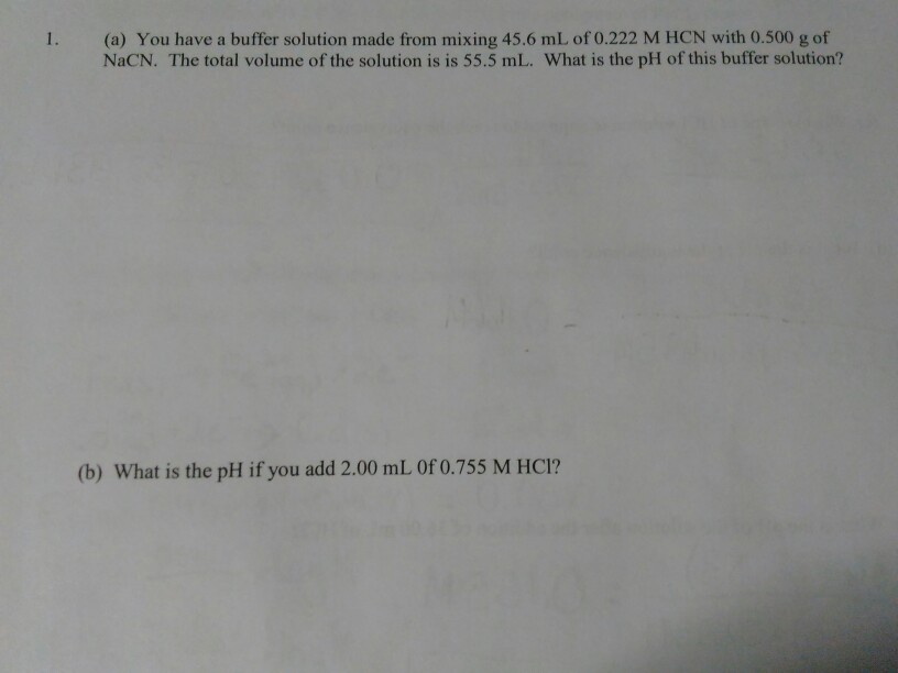 Solved (a) You have a buffer solution made from mixing 45.6 | Chegg.com