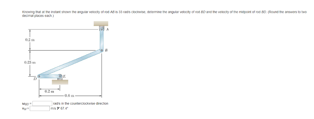 Solved Knowing that at the instant shown the angular | Chegg.com