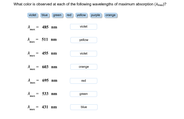 Solved What color is observed at each of the following | Chegg.com