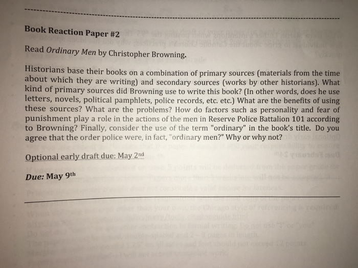 Read Ordinary Men by Christopher Browning. | Chegg.com