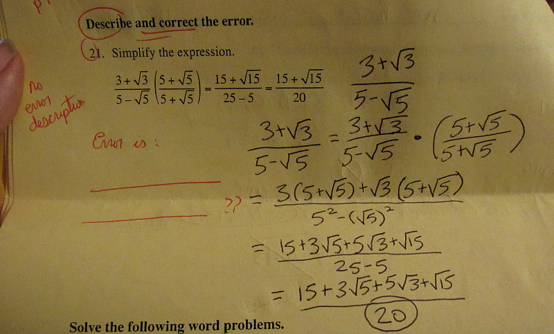 Solved Describe and correct the error Simplify the | Chegg.com