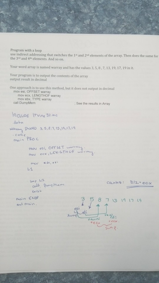 Solved Program with a loop use indirect addressing that | Chegg.com