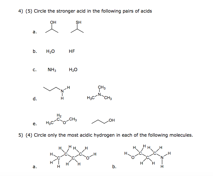 Solved Circle the stronger acid in the following pairs of | Chegg.com