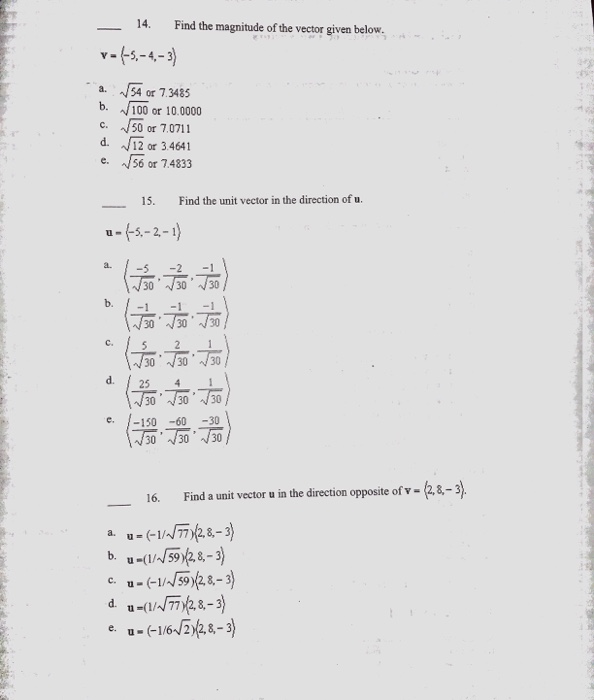 Solved Find the magnitude of the vector given below. V = | Chegg.com