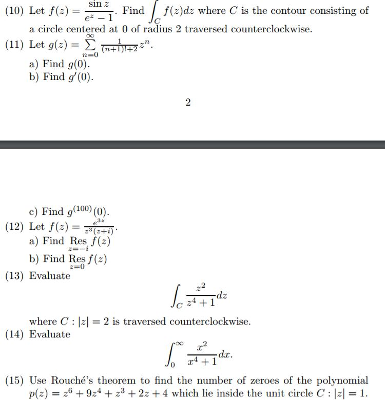 Solved Let f(z) = sin z/e^z - 1. Find integral_C f(z)dz | Chegg.com