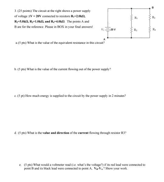 Solved 3. (25 points) The circuit at the right shows a power | Chegg.com