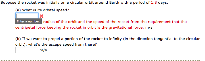 Solved Suppose The Rocket Was Initially On A Circular Orbit