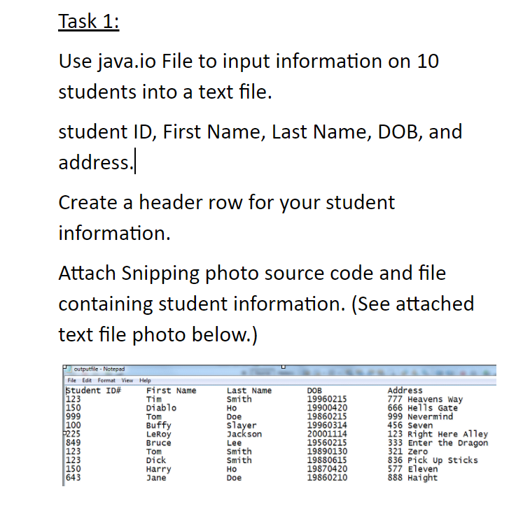 Solved Use java.io File to input information on 10 students | Chegg.com