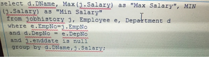 Solved List the maximum and minimum salary of current | Chegg.com