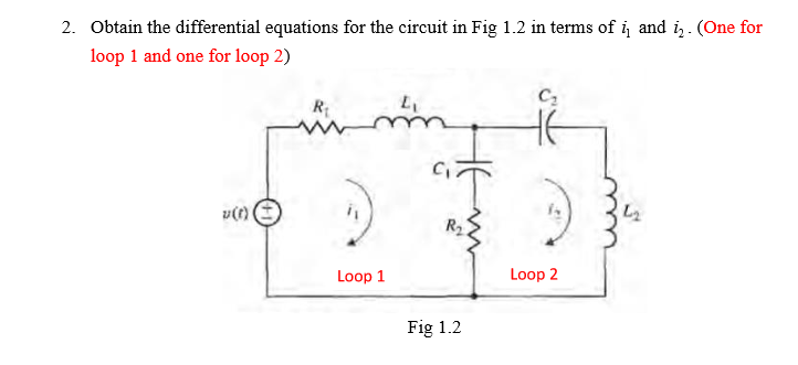 Solved Obtain the differential equations for the circuit in | Chegg.com