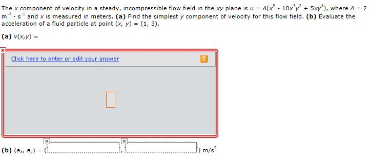 Solved The x component of velocity in a steady, | Chegg.com