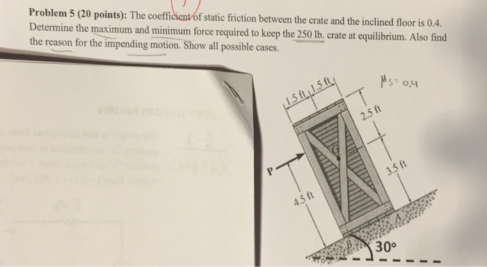 Solved Friction problem, Pmax = load :____ | Chegg.com