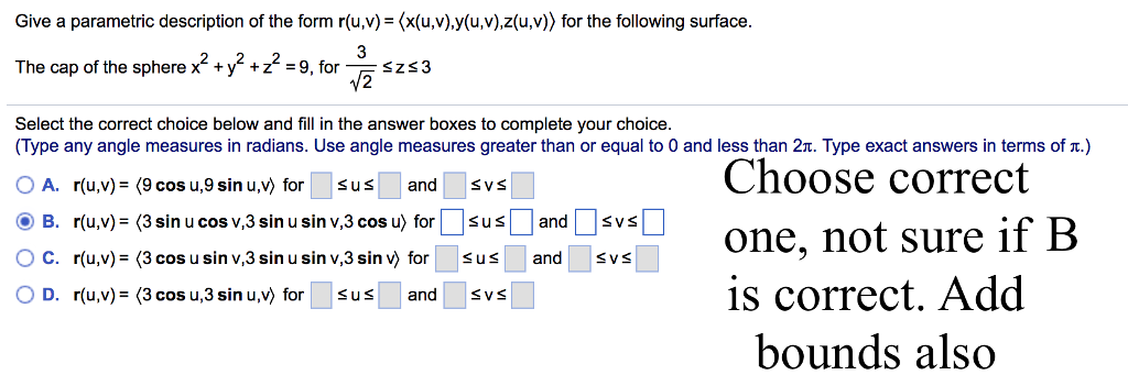 Solved Give a parametric description of the form r(u, v) = | Chegg.com