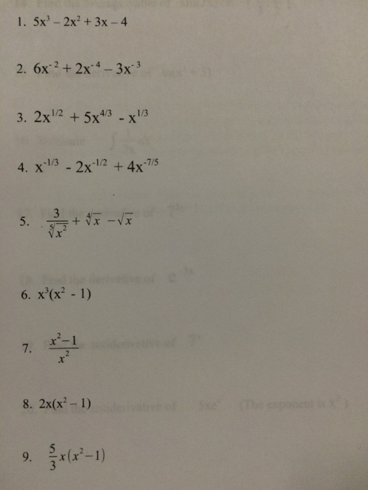 Solved Questions 1 to 11 evaluate the antiderivative (find | Chegg.com