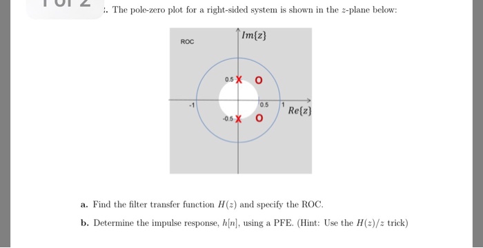Solved The pole-zero plot for a right-sided system is shown | Chegg.com