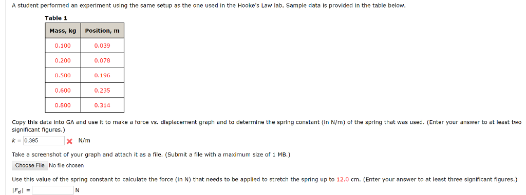Solved Determine the spring constant of the spring. Please | Chegg.com
