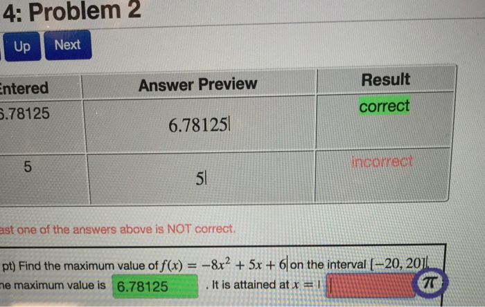 Solved Find The Maximum Value Of F X 8x 2 5x 6 On