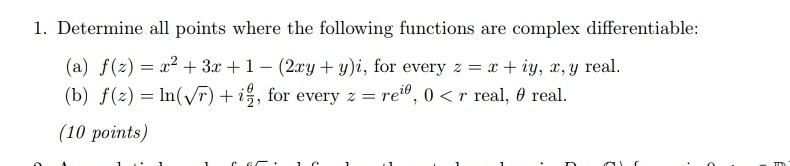 Solved 1. Determine all points where the following functions | Chegg.com