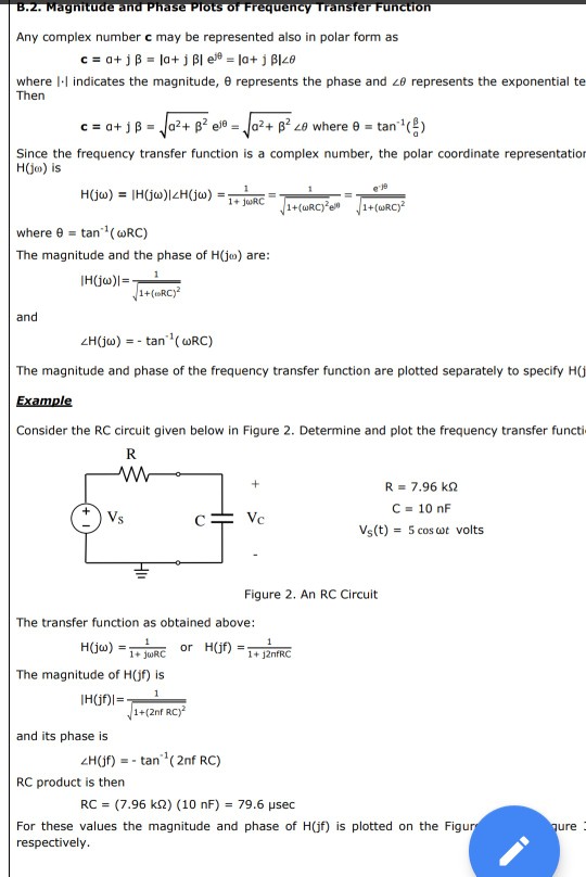 Solved ackground .1. Frequency Transfer Function of an RC | Chegg.com