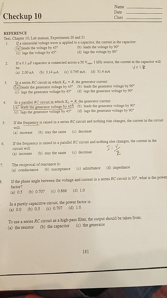 Solved Name Date Class Checkup 10 REFERENCE Text, Chapter | Chegg.com
