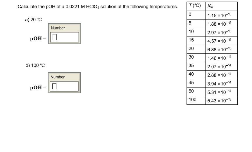 Solved Calculate the pOH of a 0.0221 M HClO4 solution at the | Chegg.com