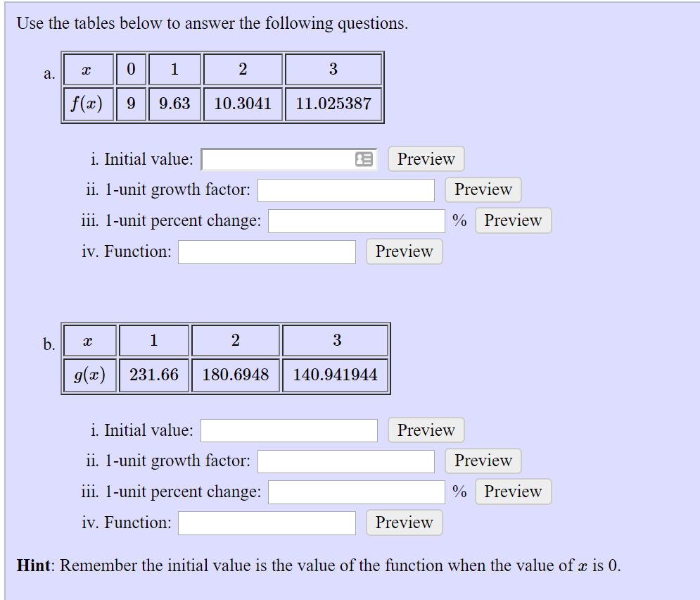 Solved Use the tables below to answer the following | Chegg.com
