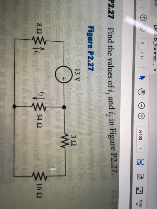 Solved Find the values of i_1 and i_2 in Figure P2.27. | Chegg.com