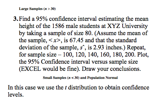 Solved Large Samples (n > 30) 3. Find a 95% confidence | Chegg.com