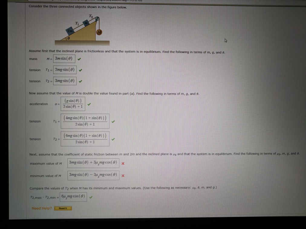 Solved Consider the three connected objects shown in the | Chegg.com