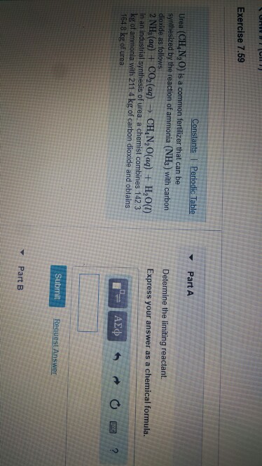 Solved Exercise 7.59 Constants I Periodic Table Part A Urea | Chegg.com