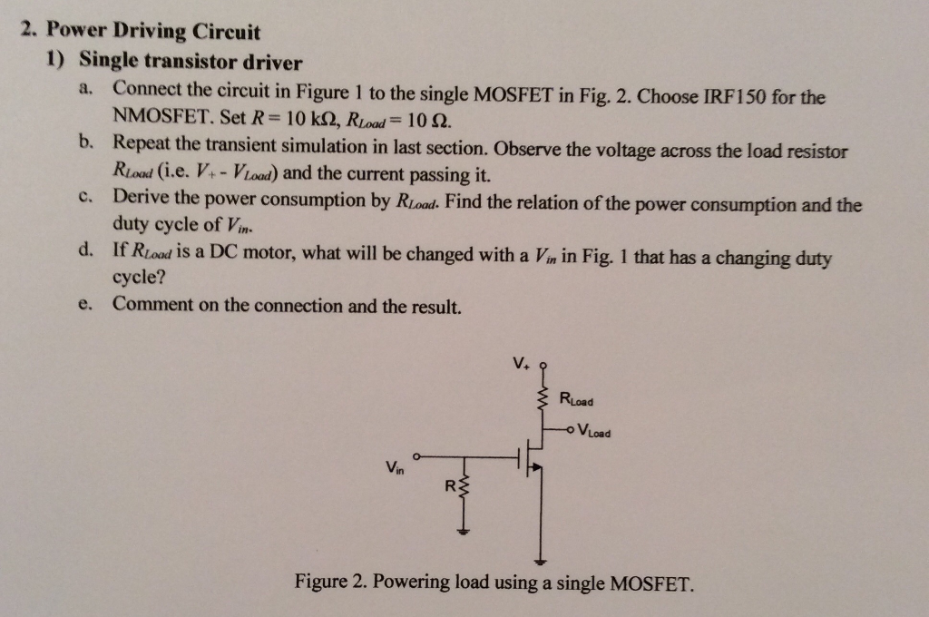 2. Power Driving Circuit 1) Single transistor driver | Chegg.com