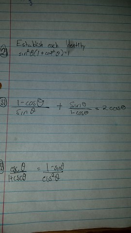 Solved Establish each identity sin^2 theta(1 + cot^2 theta) | Chegg.com