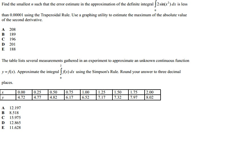 Find the smallest n such that the error estimate in | Chegg.com