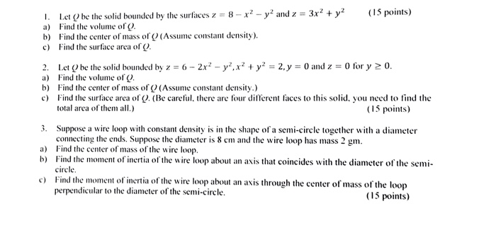 Solved 3 calculus 3 problems! The solution doesn't have to | Chegg.com