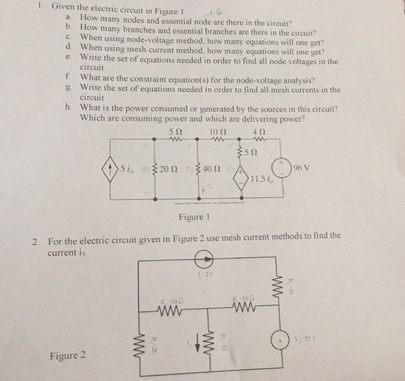 Solved Given the electric circuit in Figure 1: How many | Chegg.com