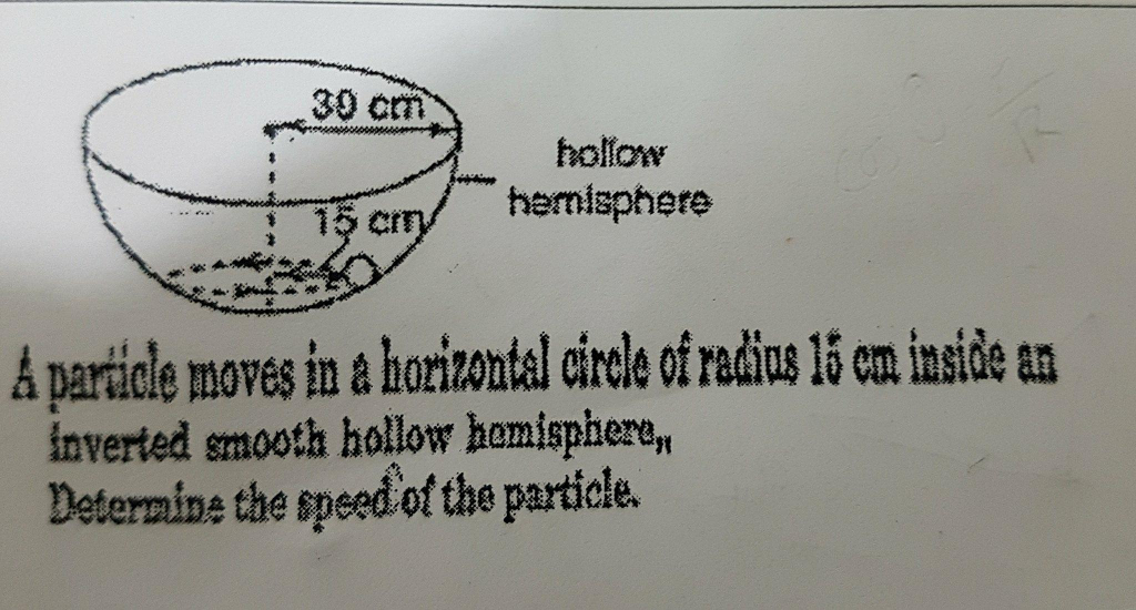 Solved 30 cm hollow hemisphere & particle moves in a | Chegg.com