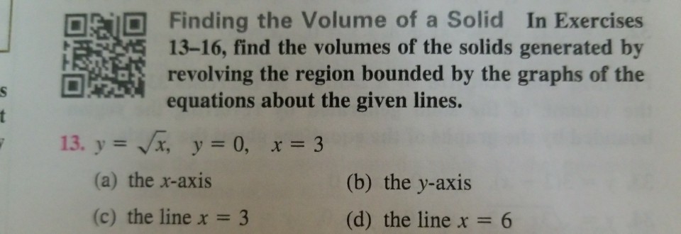 Solved 回Finding the Volume of a Solid In Exercises 13-16, | Chegg.com