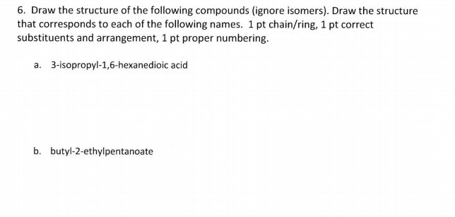 Solved Draw the structure of the following compounds (ignore | Chegg.com