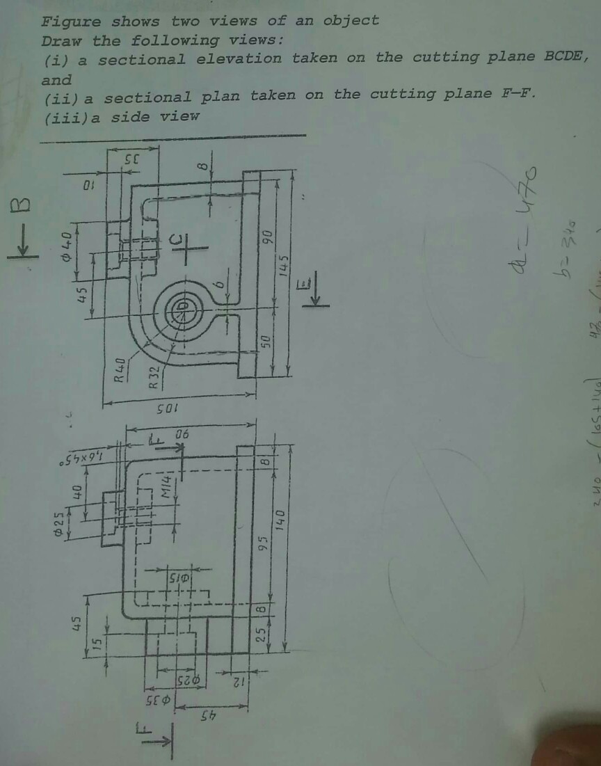 Solved Figure shows two views of an object Draw the | Chegg.com