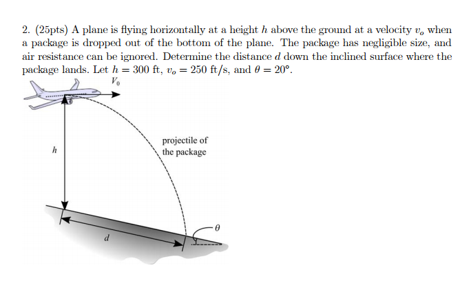 Solved A plane is flying horizontally at a height h above | Chegg.com
