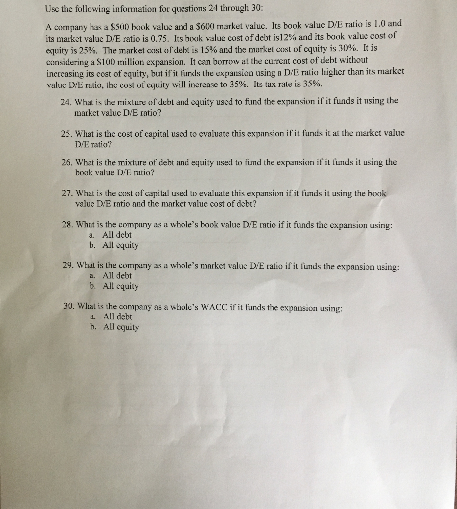 Solved Use the following information for questions 24 | Chegg.com
