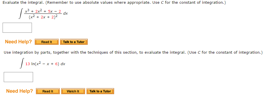 Solved 1) Evaluate the integral. (Remember to use absolute | Chegg.com