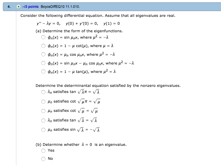 Solved 4. -/3 points BoyceDiffEQ10 11.1.010 Consider the | Chegg.com Solved 4. -/3 points BoyceDiffEQ10 11.1.010 Consider the | Chegg.com