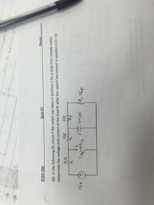 Solved In the following RC circuit if the switch has been in | Chegg.com