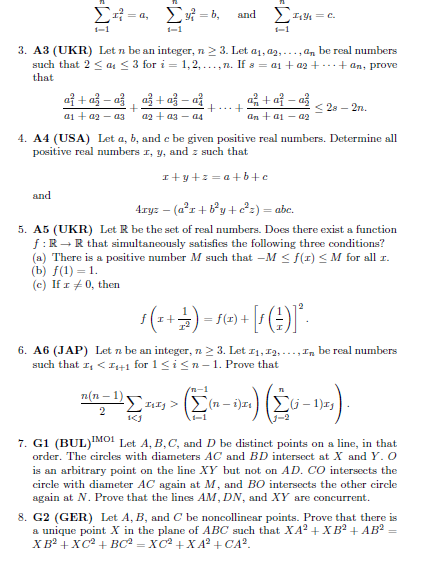 Solved 2b,and yc 1-1 ?1 3. A3 (UKR) Let n be an integer, n > | Chegg.com
